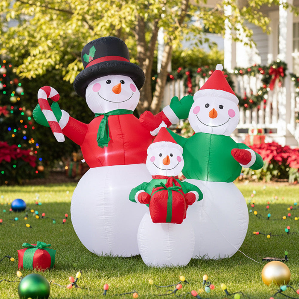 6ft Christmas Inflatable Snowman Family Decorations with LED Lights ...