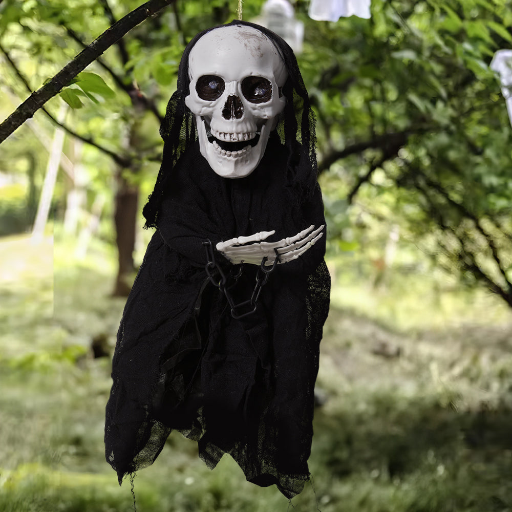 Halloween Sound Control Glowing Hanging Skeleton Ghost – Garden Sanctuary