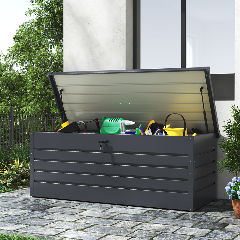 600L Metal Lockable Waterproof Garden Storage Box – Garden Sanctuary