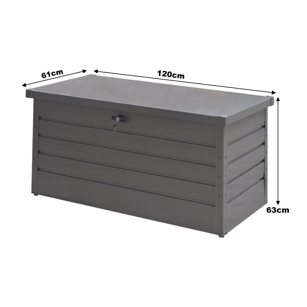 350L Metal Lockable Garden Storage Box Patio Waterproof Box – Garden ...