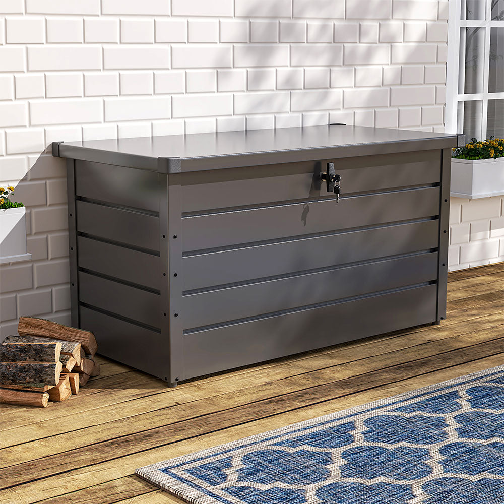 350L Metal Lockable Garden Storage Box Patio Waterproof Box – Garden ...