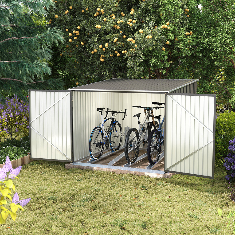 195CM Wide Steel Garden Bike Shed Bicycle Storage Shed – Garden Sanctuary