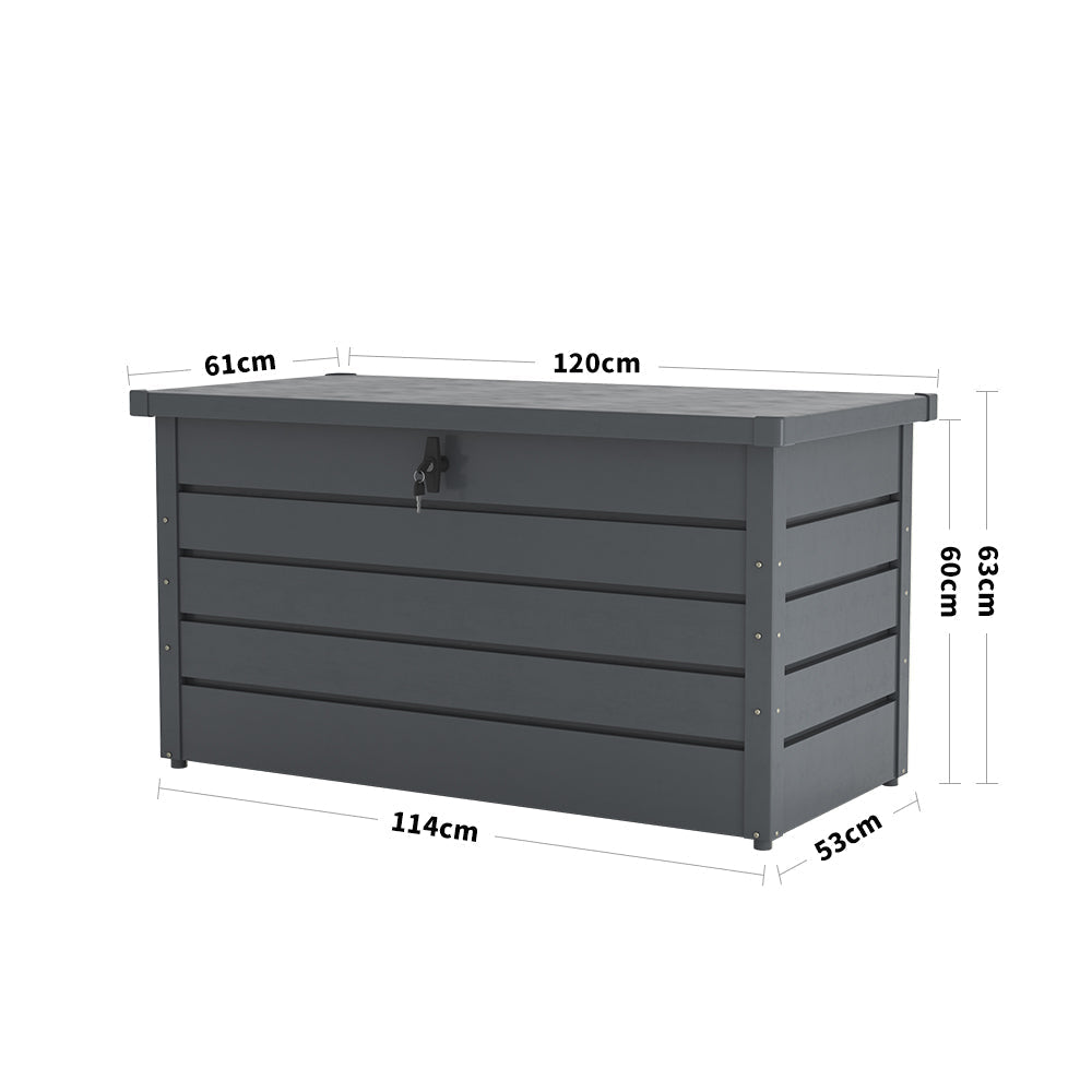 350L Metal Lockable Garden Storage Box Patio Waterproof Box – Garden ...